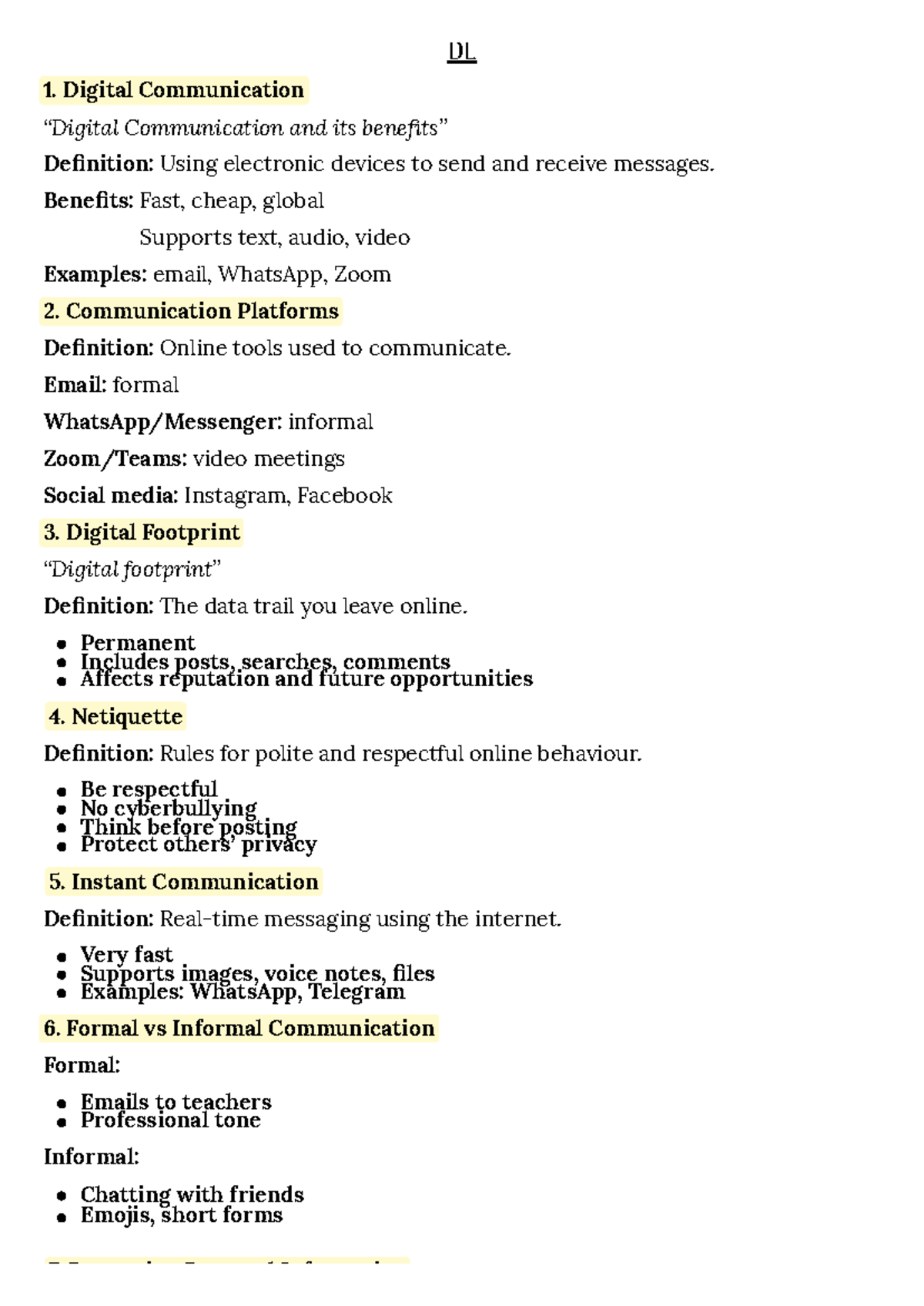 DL - Digital Communication Exam Paper: Key Concepts and Definitions ...