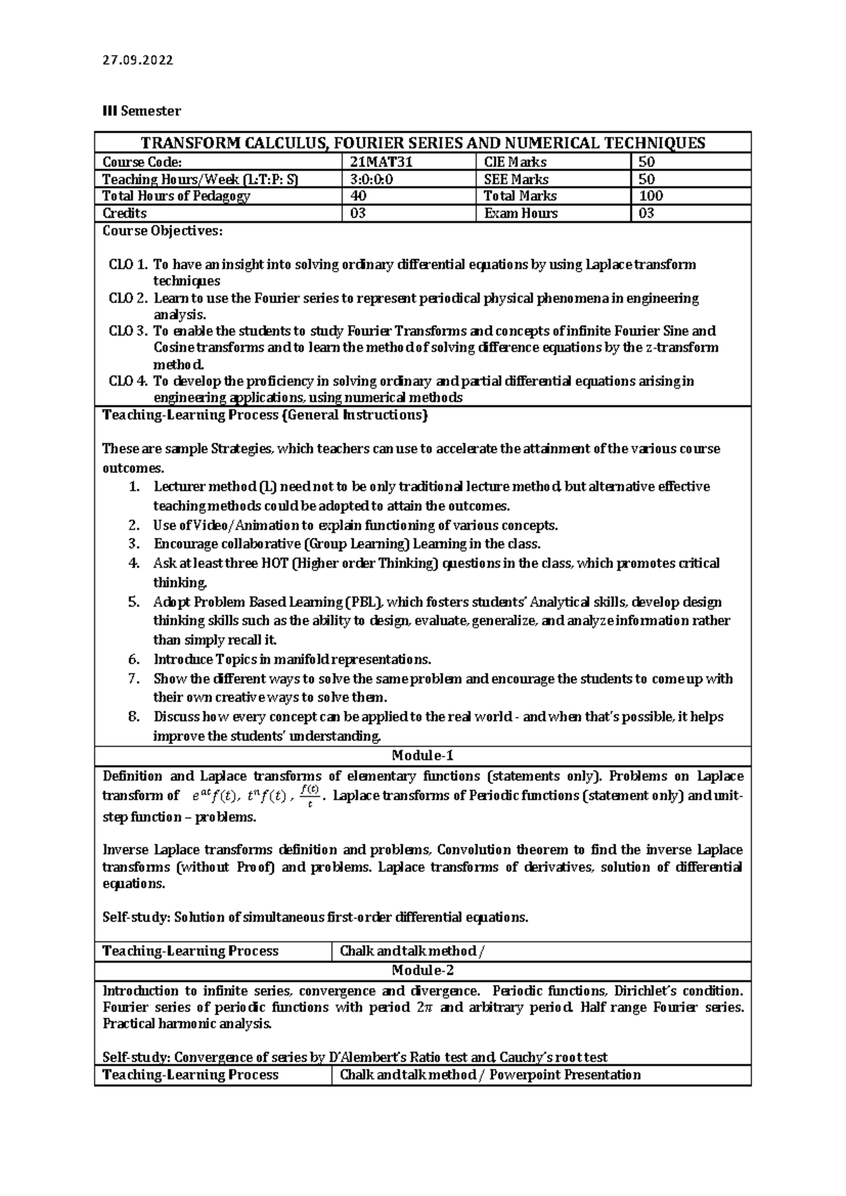 Csedssyll - Cse ds syllabus copy for reference - III Semester TRANSFORM ...