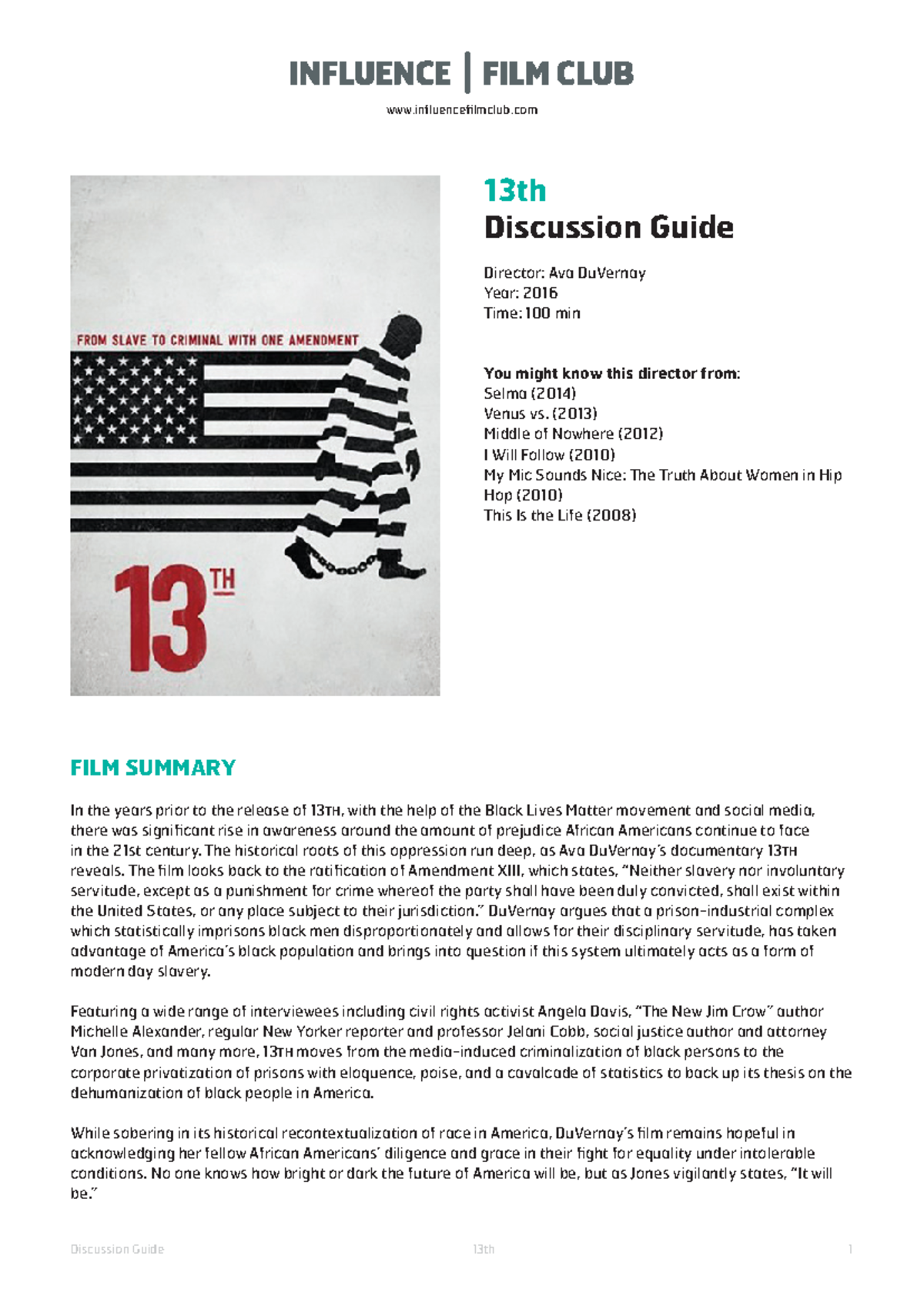 13TH Documentary Discussion Guide: Insights & Themes Analysis - Studocu