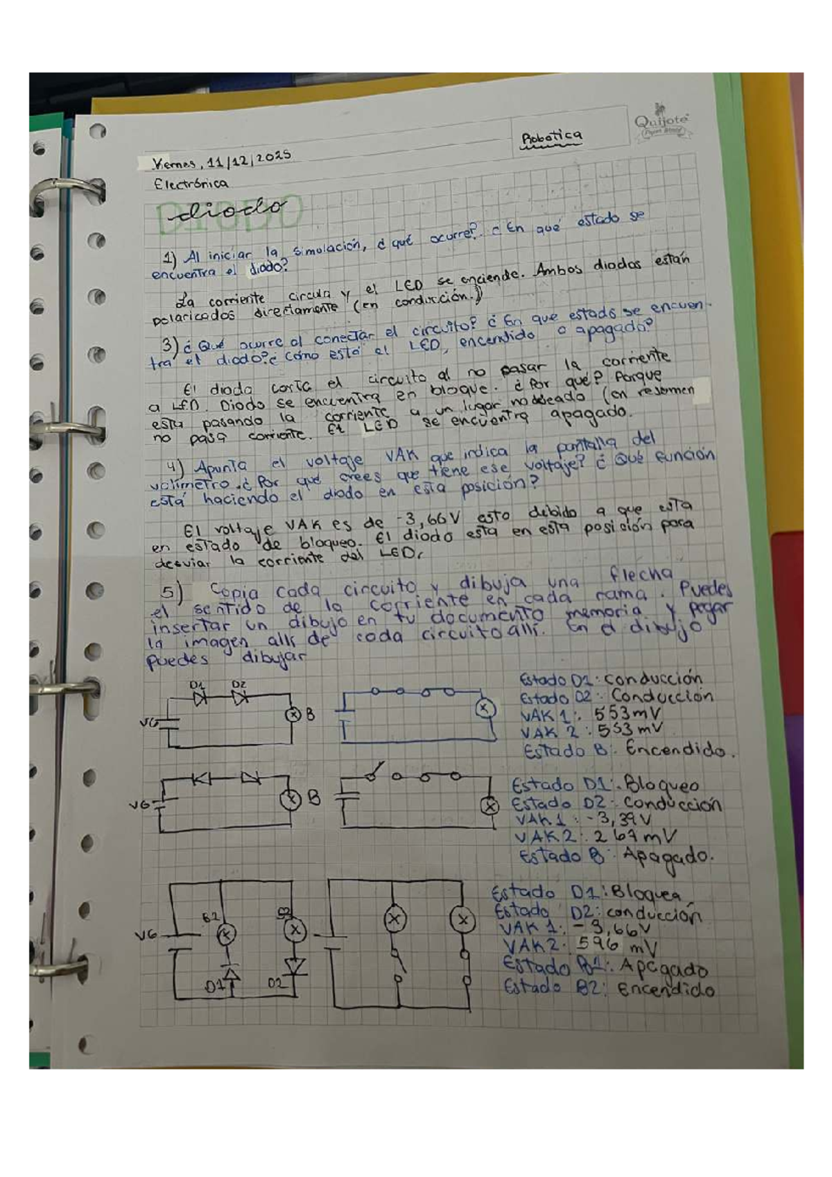Robotica 6 y 7 - Actividades sobre Diodos y Sensores - Studocu