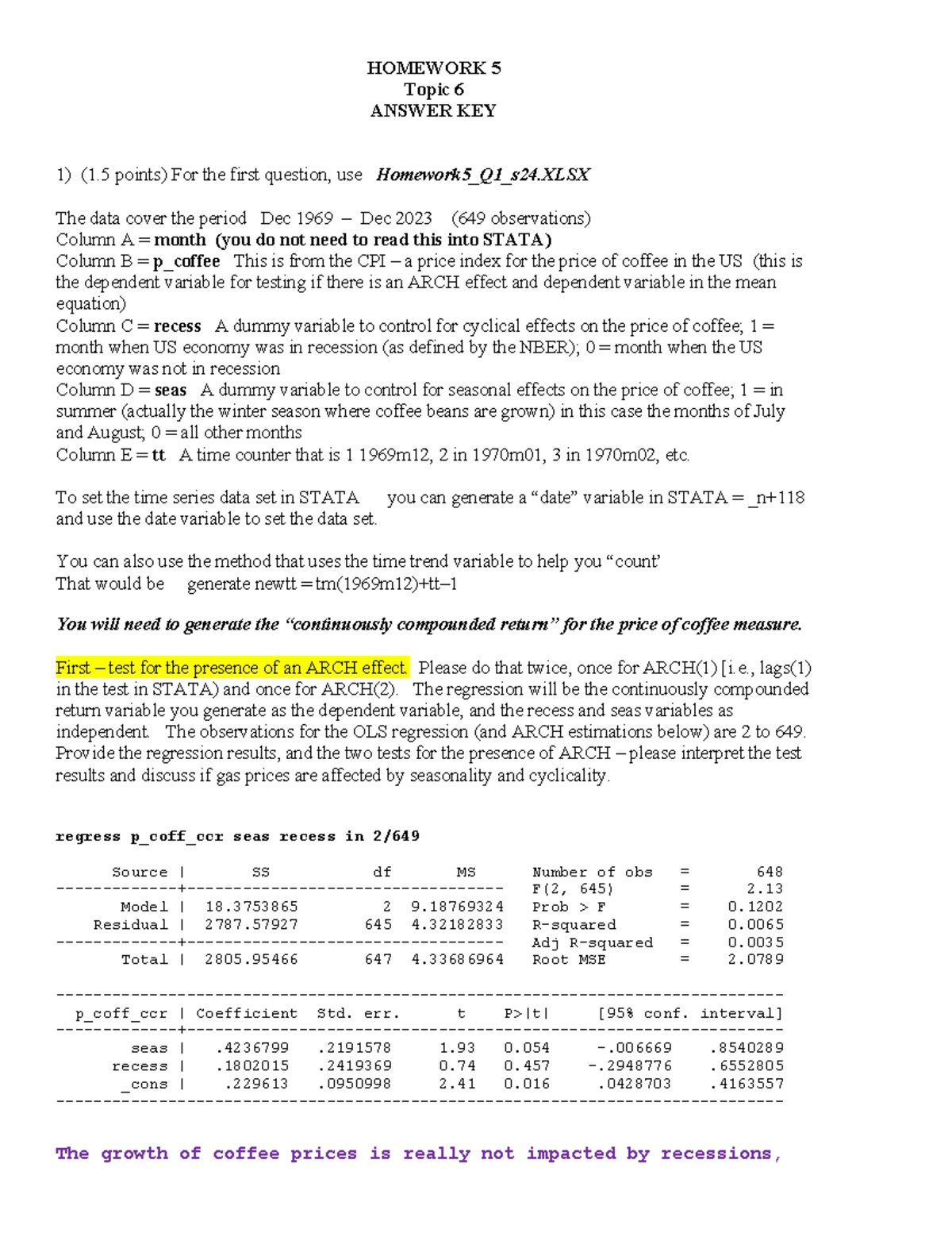Homework 5 s24 Answerkey - HOMEWORK 5 Topic 6 ANSWER KEY 1) (1 points ...