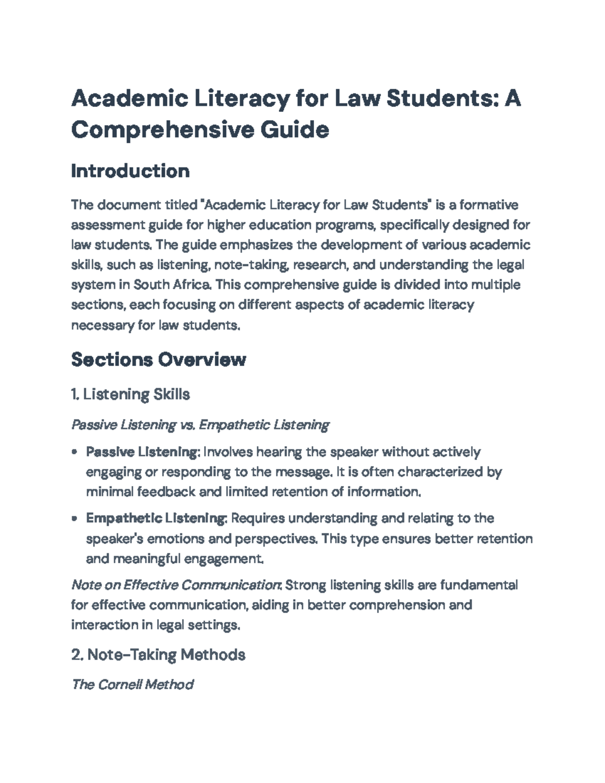 Academic Literacy for Law Students: A Comprehensive Formative Guide ...