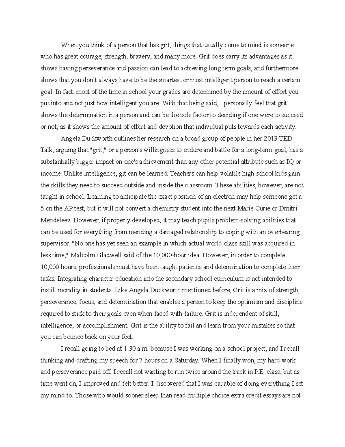 Practice Test 3: Argumentative Essay on Grit and Determination - Studocu