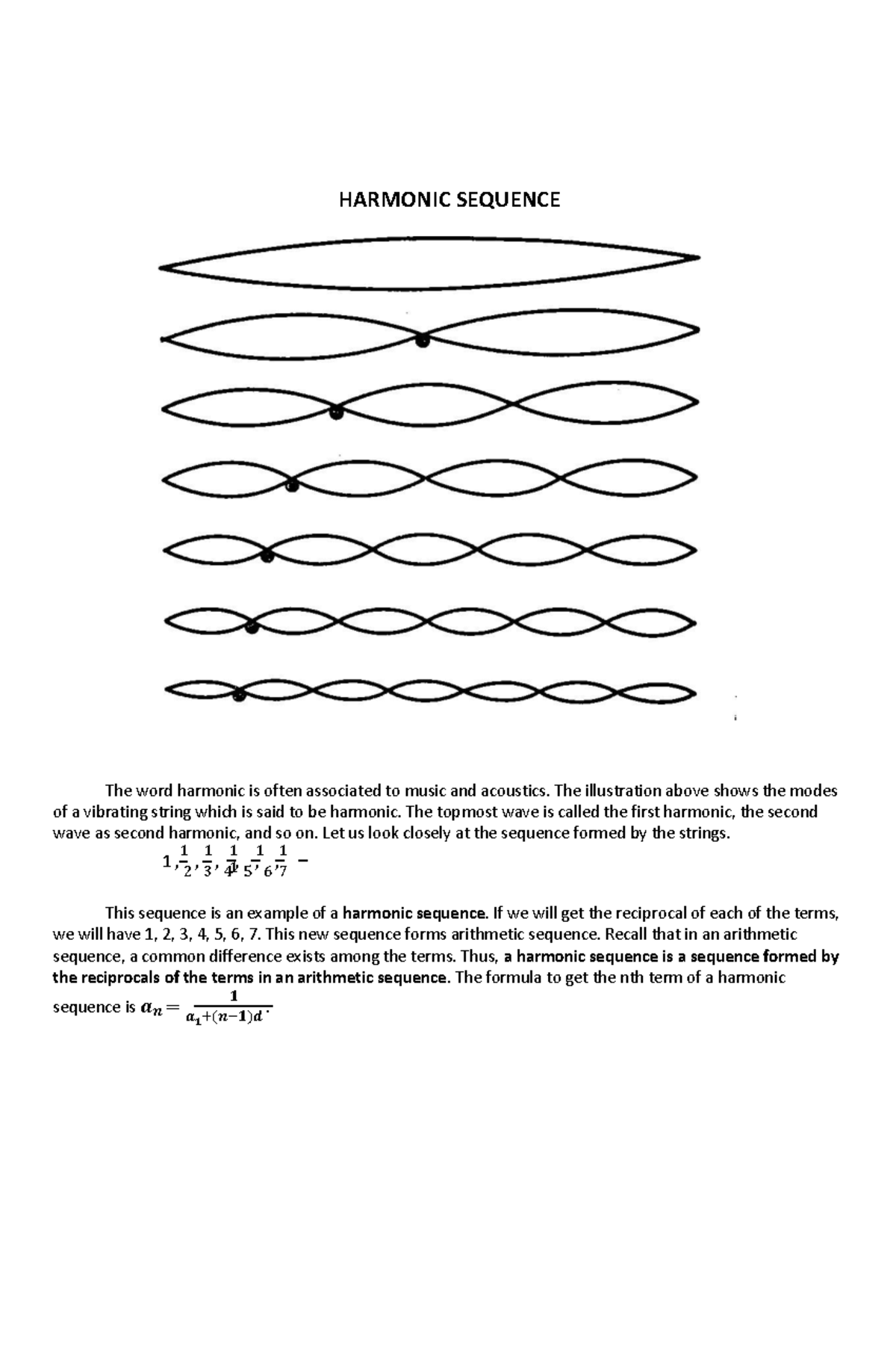 Mathematics 101 - Harmonic Sequence Overview and Examples - Studocu