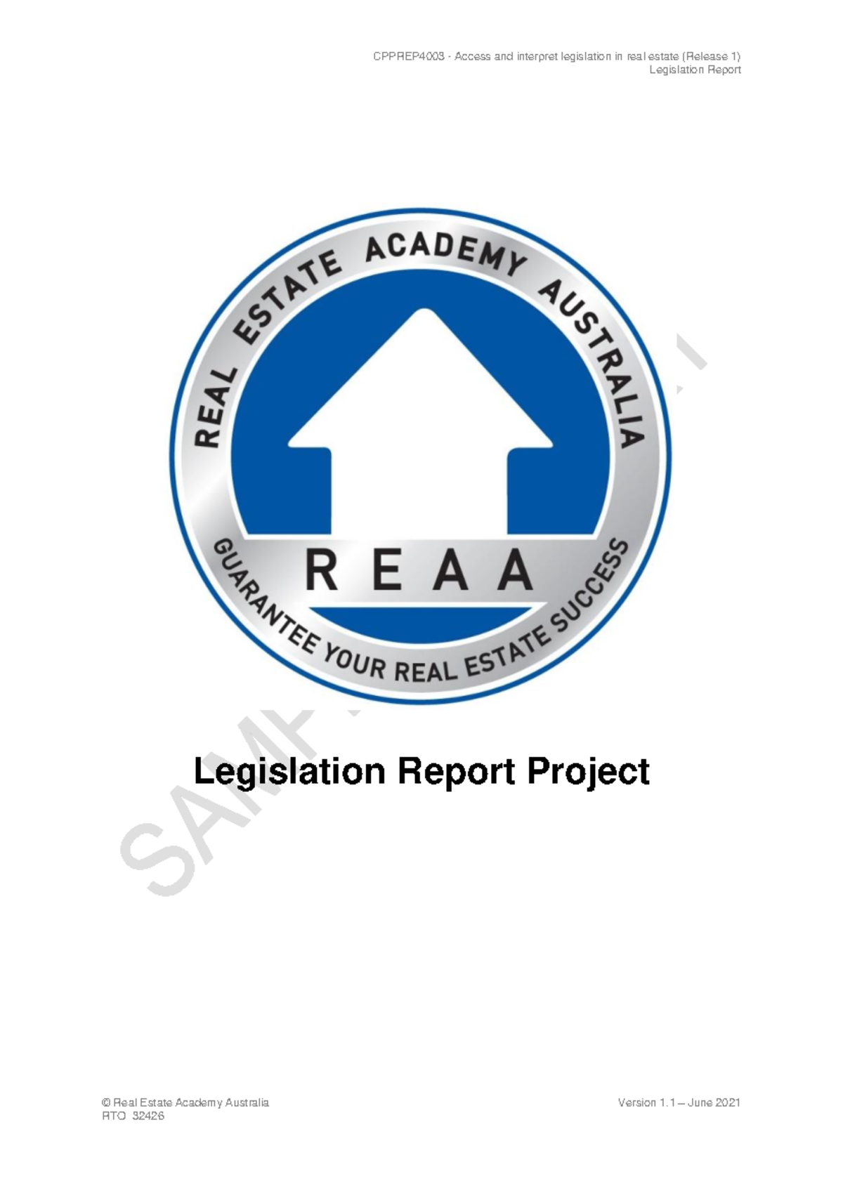 REAA - CPPREP4003 - Legislation Report Sample and Analysis (VIC) - Studocu