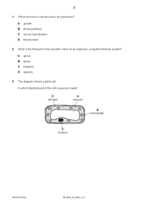 Cambridge IGCSE Biology 0610 Syllabus Overview for 2023-2025 - Studocu