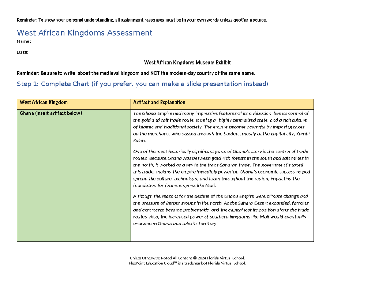 West african kingdoms wh yourname - Reminder: To show your personal ...