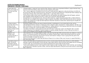 Macbeth Quote Analysis - QUOTE; WHO/ ACT ANALYSIS; MESSAGE "Will all ...