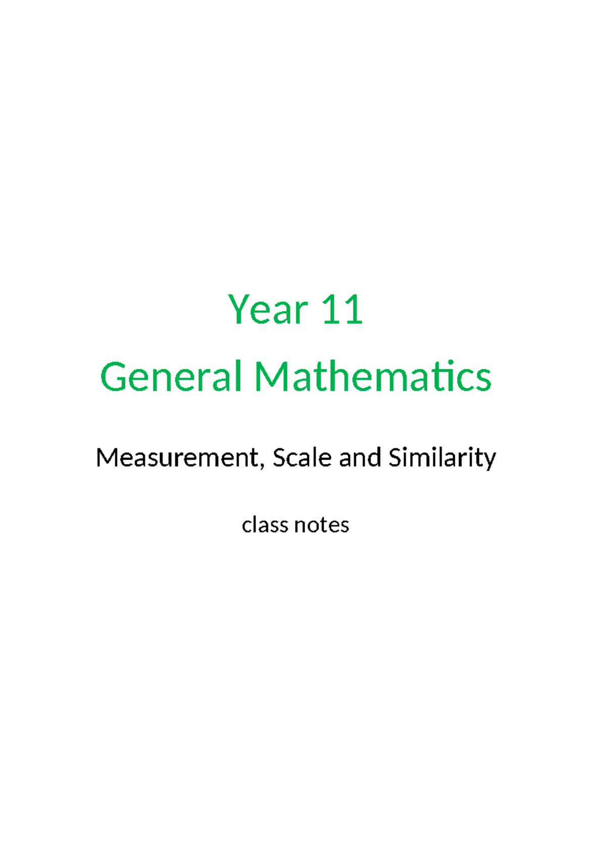 Year 11 General Mathematics (Units 1 & 2) Measurement & Volume Notes ...