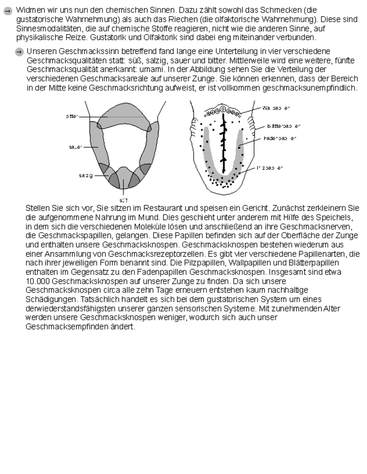 Gustatorische und olfaktorische Wahrnehmung - Widmen wir uns nun den ...