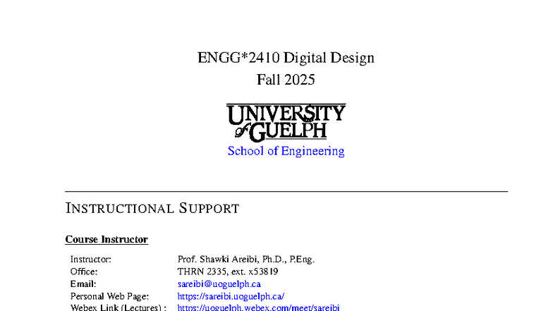 Digital Design Course Outline ENG241 - Fall 2025 - Studocu