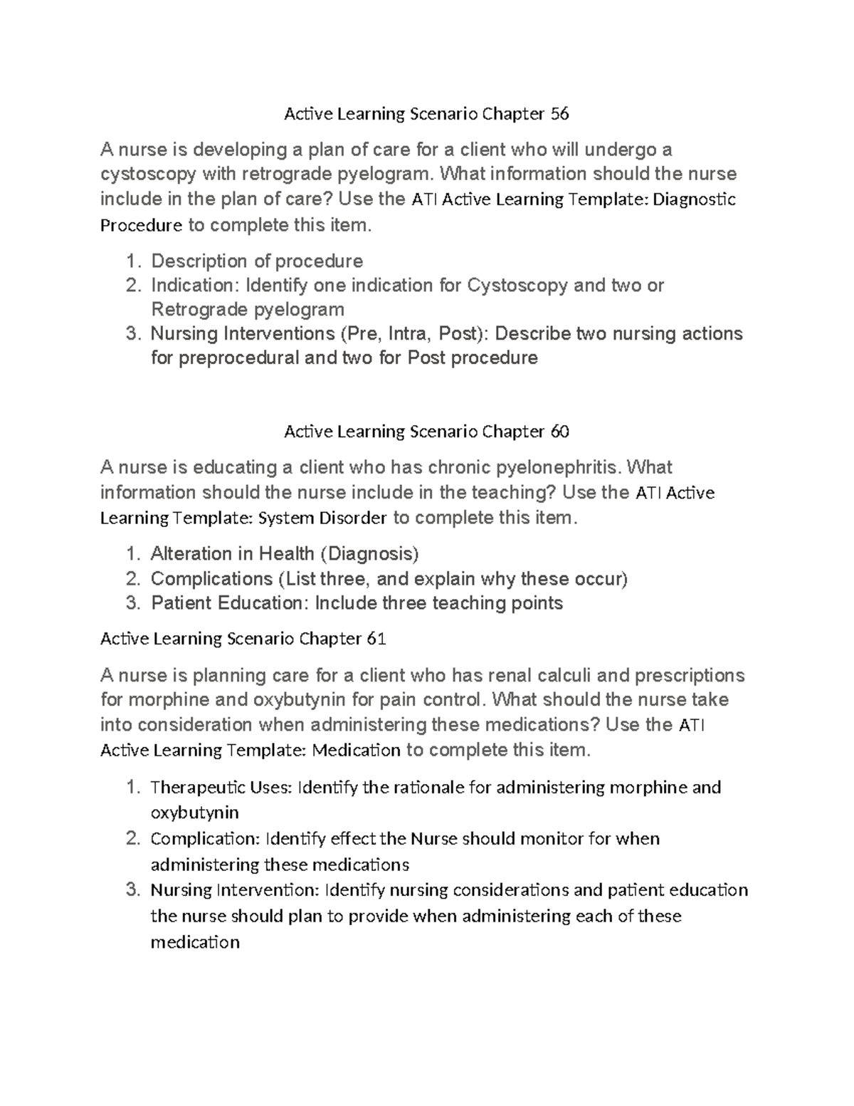 Active Learning Scenario NURS120 Week 4-1: Care Planning & Client ...