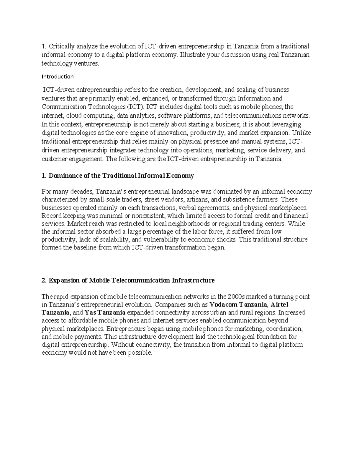 EME ASGN 02 - Analyzing the Evolution of Entrepreneurship in Tanzania ...