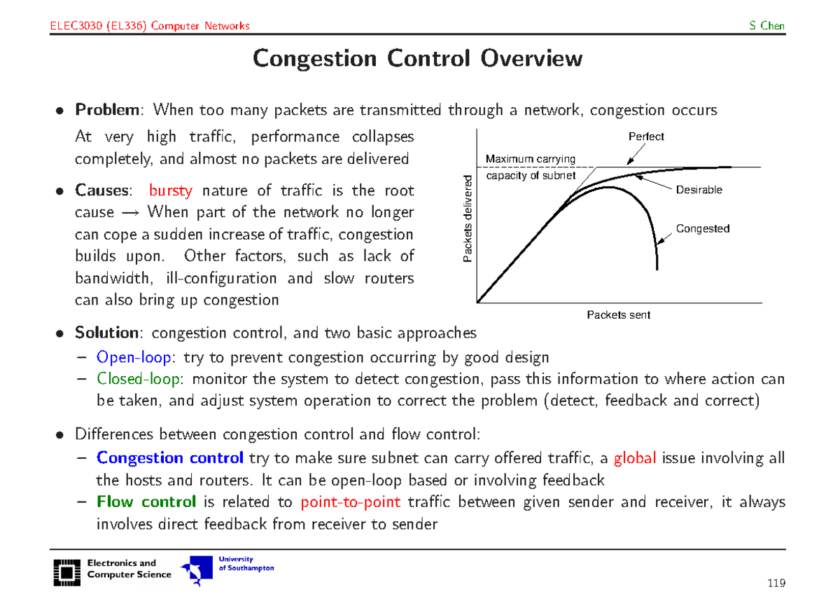ELEC3030 (EL336) Computer Networks: Overview of Congestion Control Techniques - Studocu