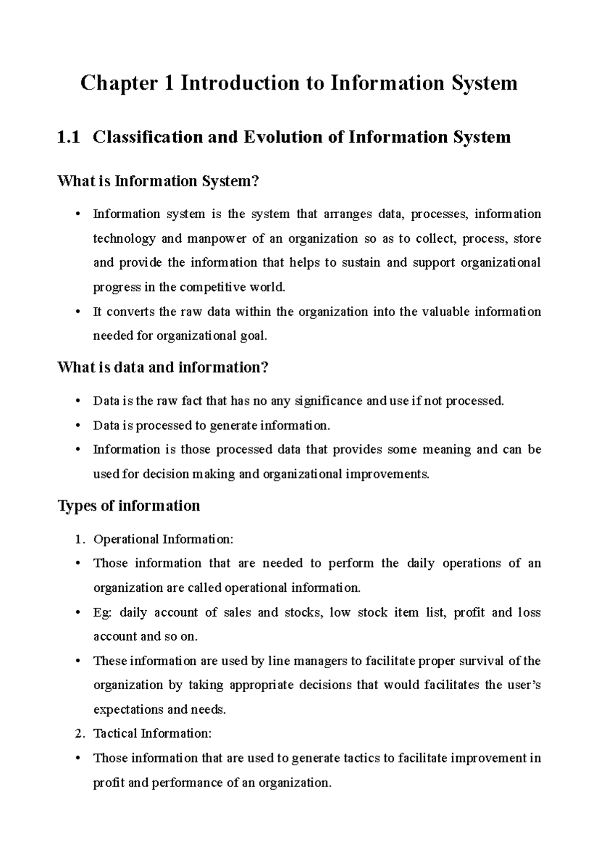 Information system note - Chapter 1 Introduction to Information System ...
