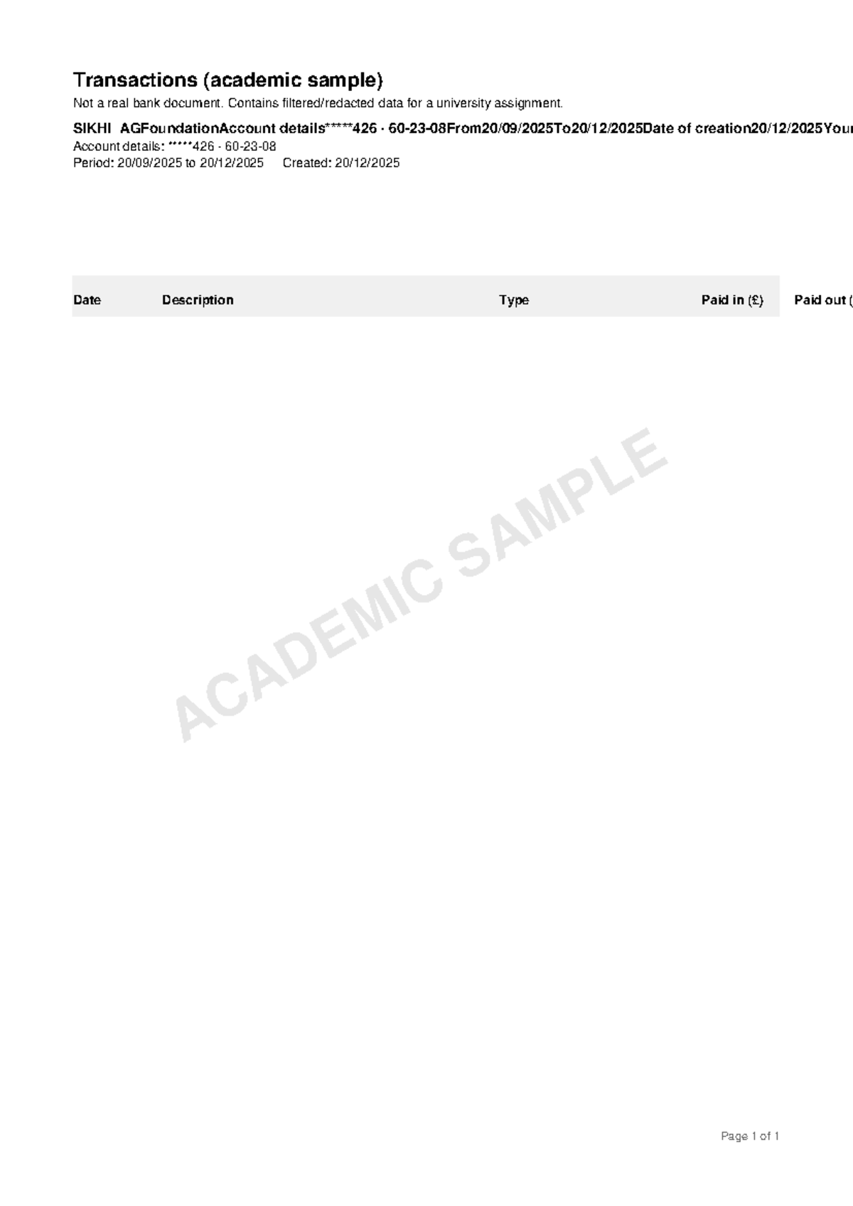Academic sample statement no gaps - DES-9131 - ACADEMIC SAMPLE ...