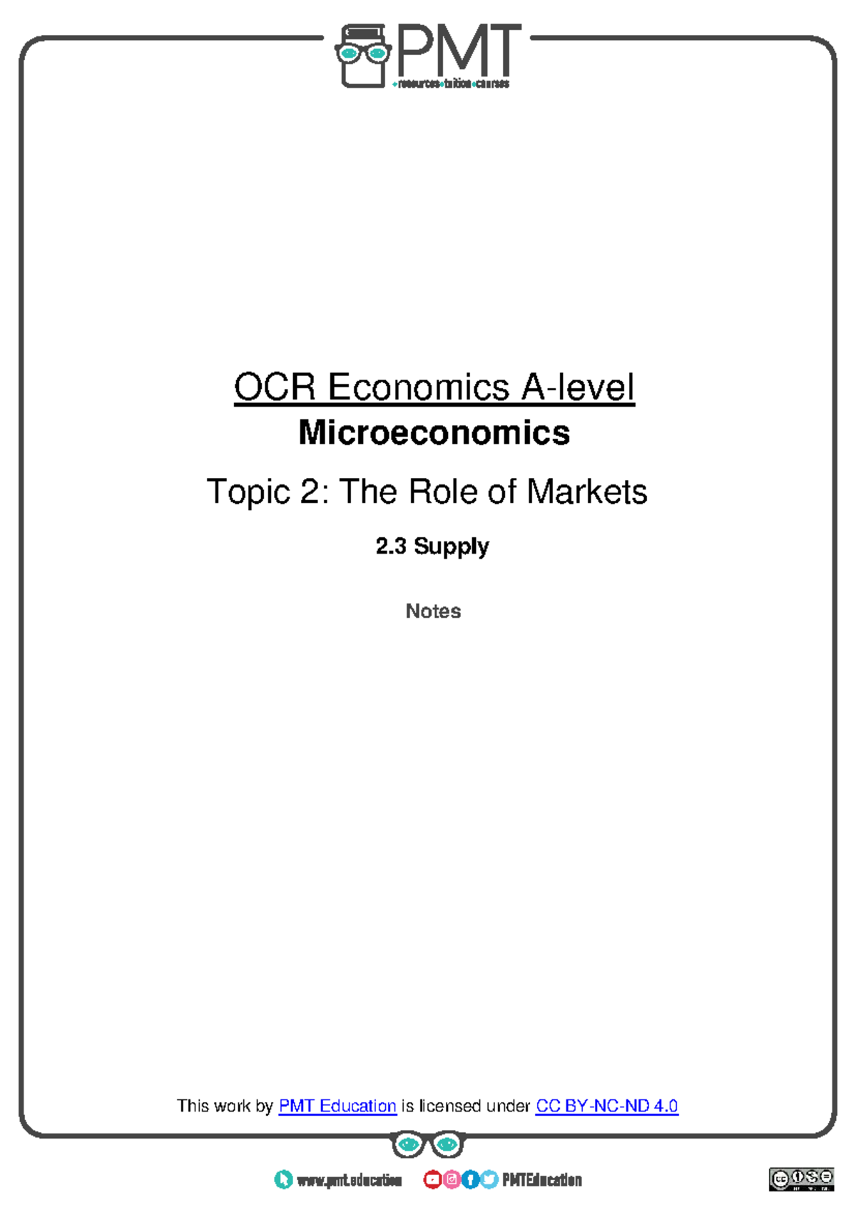 OCR Economics Microeconomics Topic 2: Supply and Demand Notes - Studocu