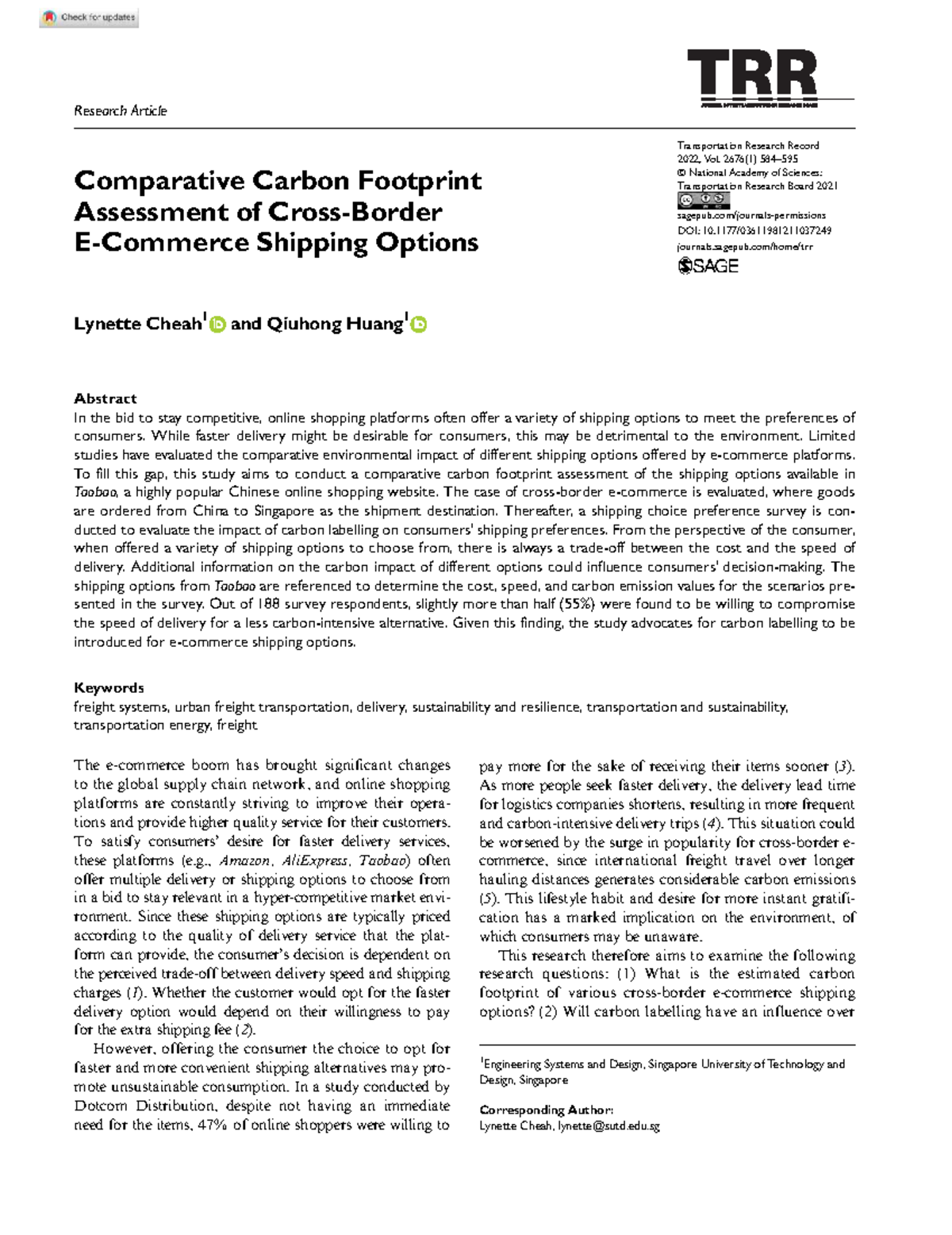 Comparative Carbon Footprint Assessment of Cross-Border E-Commerce ...