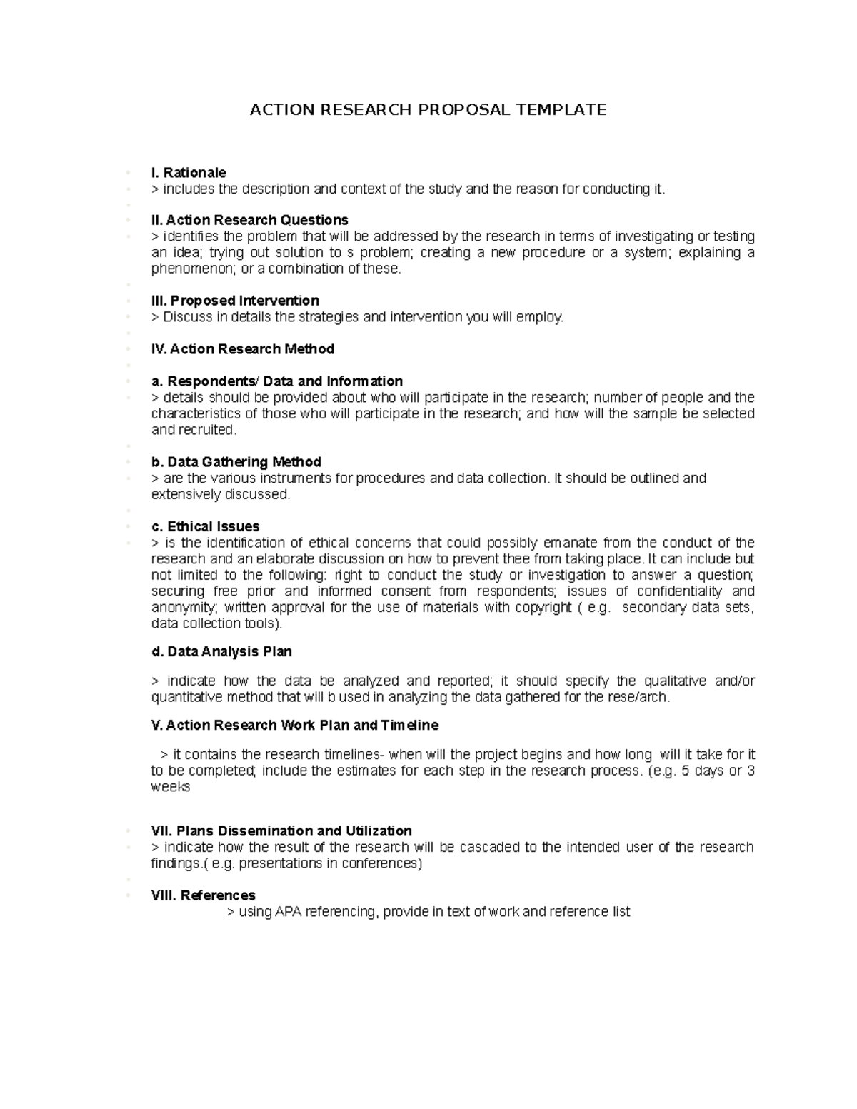 Action Research Proposal & Template for Methodology and Findings - Studocu