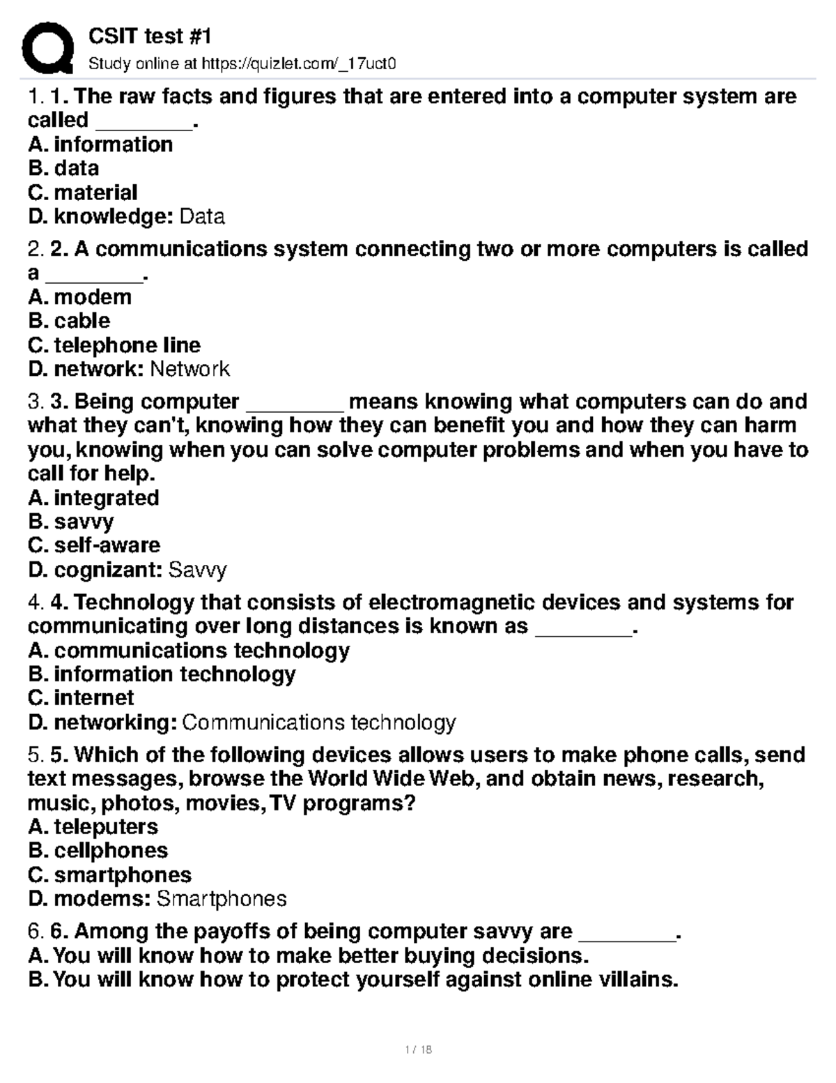 CSIT 101 Final Exam Study Guide: Key Concepts and Solutions - Studocu