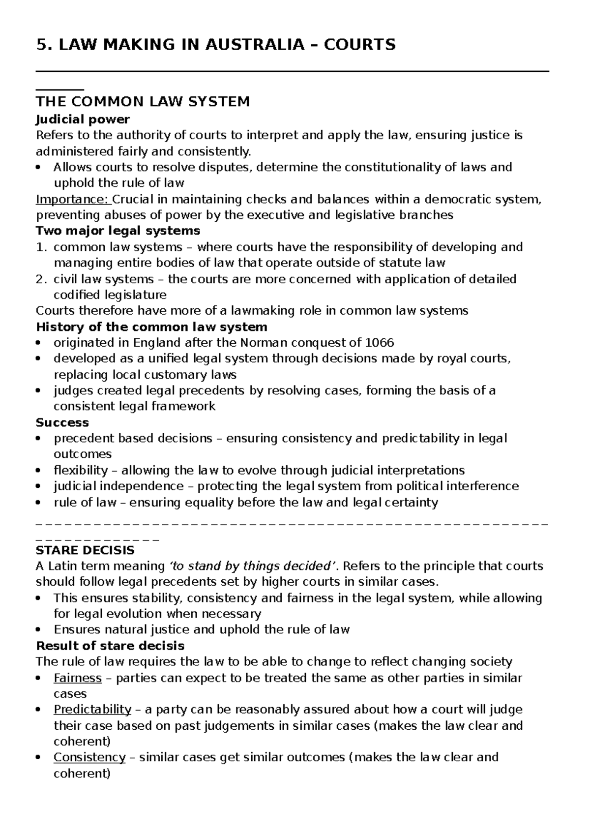 5. LAW MAKING IN AUSTRALIA: COMMON LAW SYSTEM AND JUDICIAL POWER - Studocu