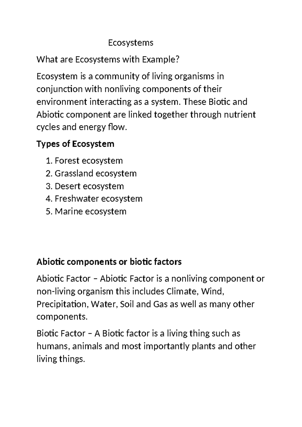 Ecosystems 2021 exam notes: Understanding biotic and abiotic factors ...