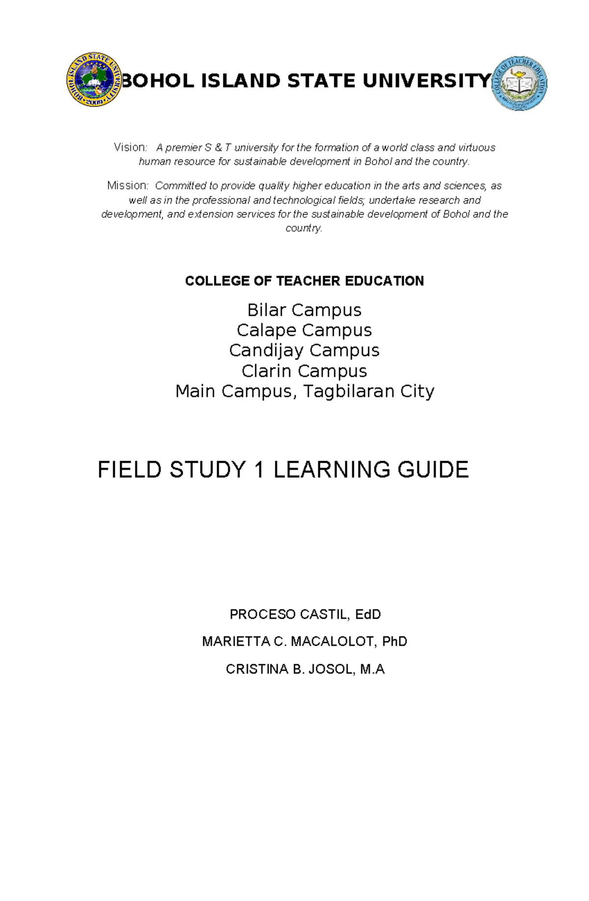 FS-1-Portfolio - Kfmgbmm - BOHOL ISLAND STATE UNIVERSITY Vision: A ...