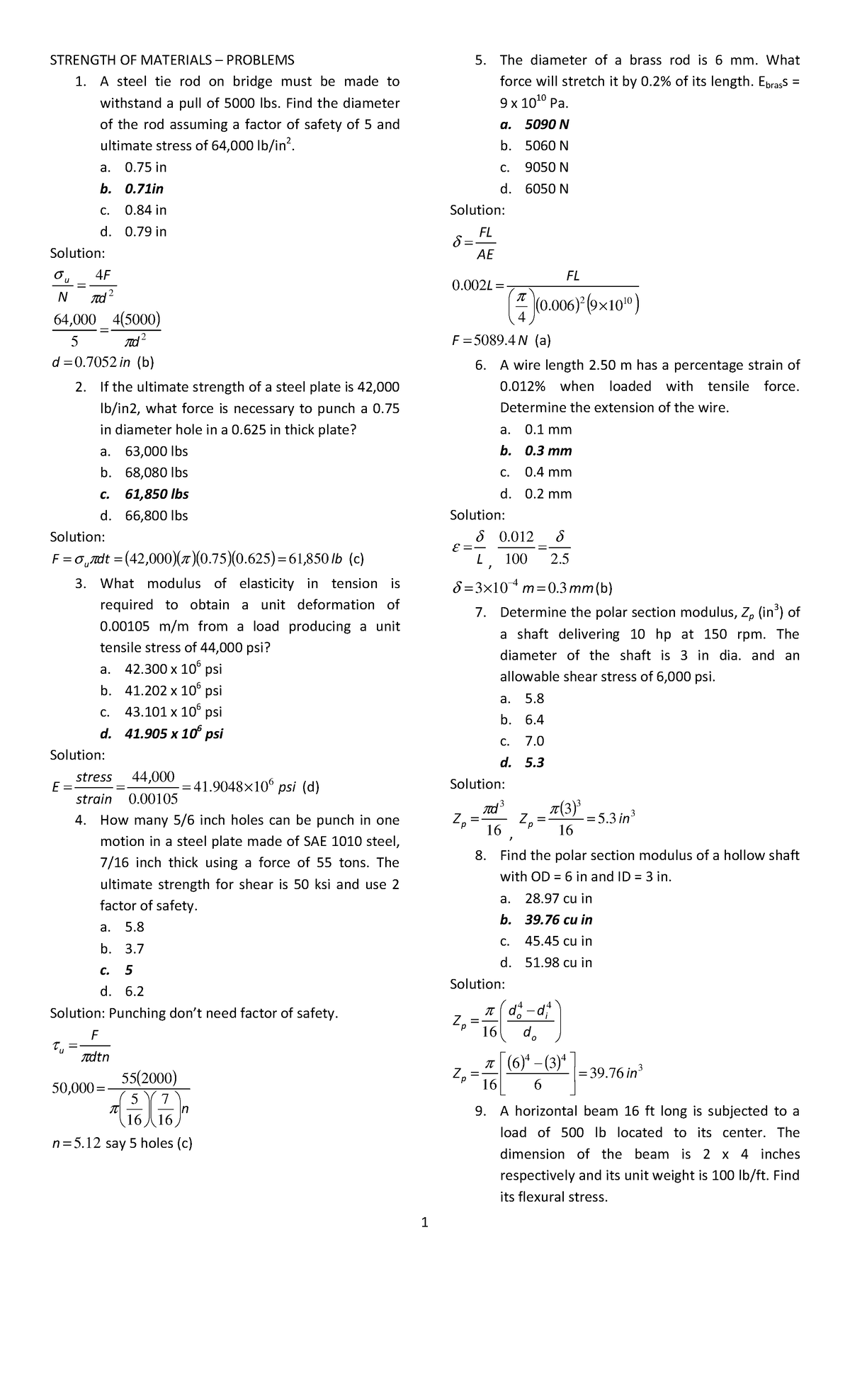 B-strength-of-materials-sp-solution compress - 1 STRENGTH OF MATERIALS ...
