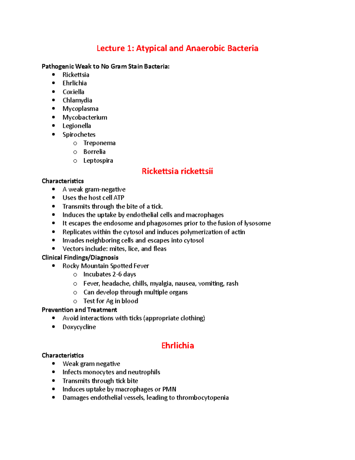 Micro Exam 3 Lecture Notes - Lecture 1: Atypical and Anaerobic Bacteria ...