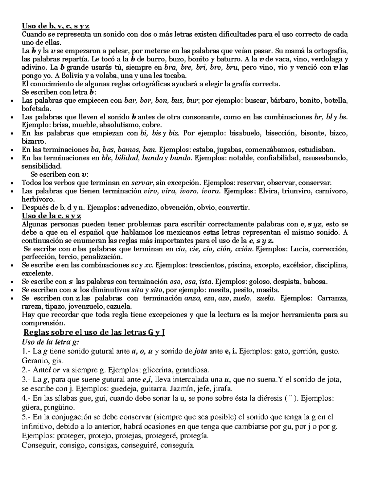 143822532 Reglas de Ortografía: Uso de b, v, c, s, z, g, j, h, rr, y ll ...