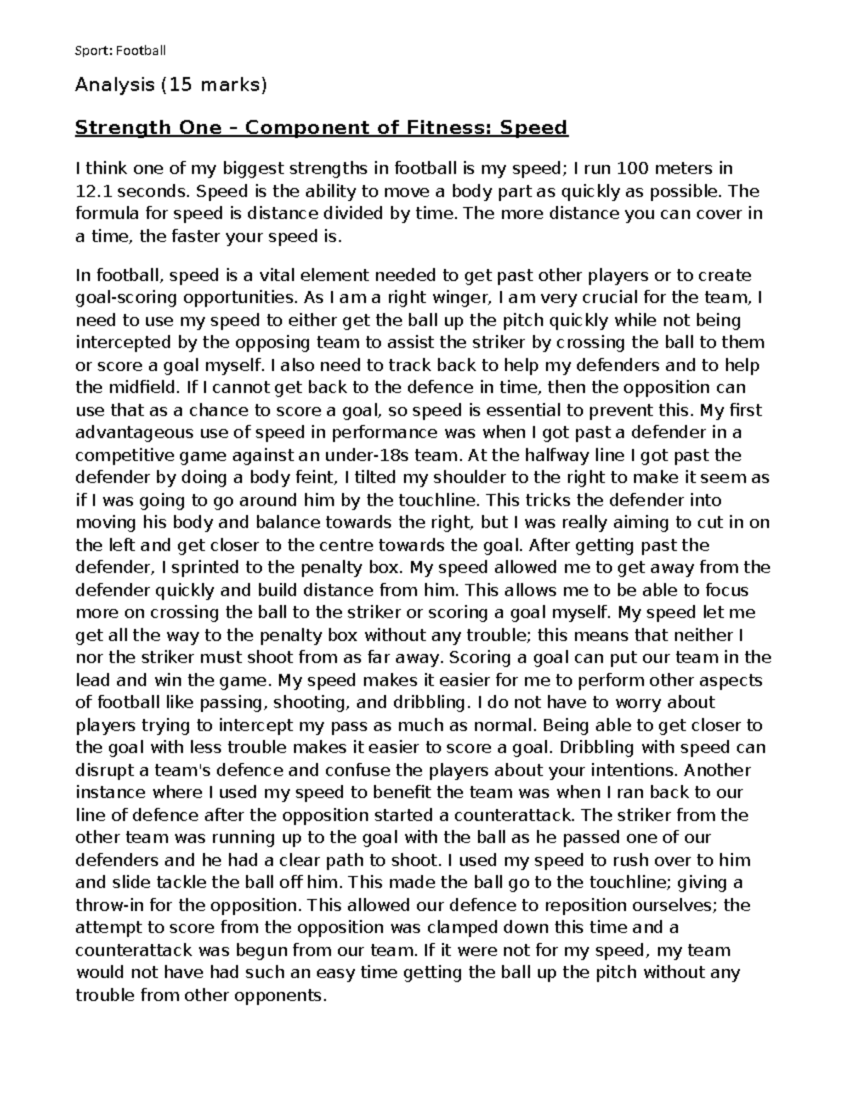 AQA PE Coursework: Football Performance Analysis & Training Plan - Studocu