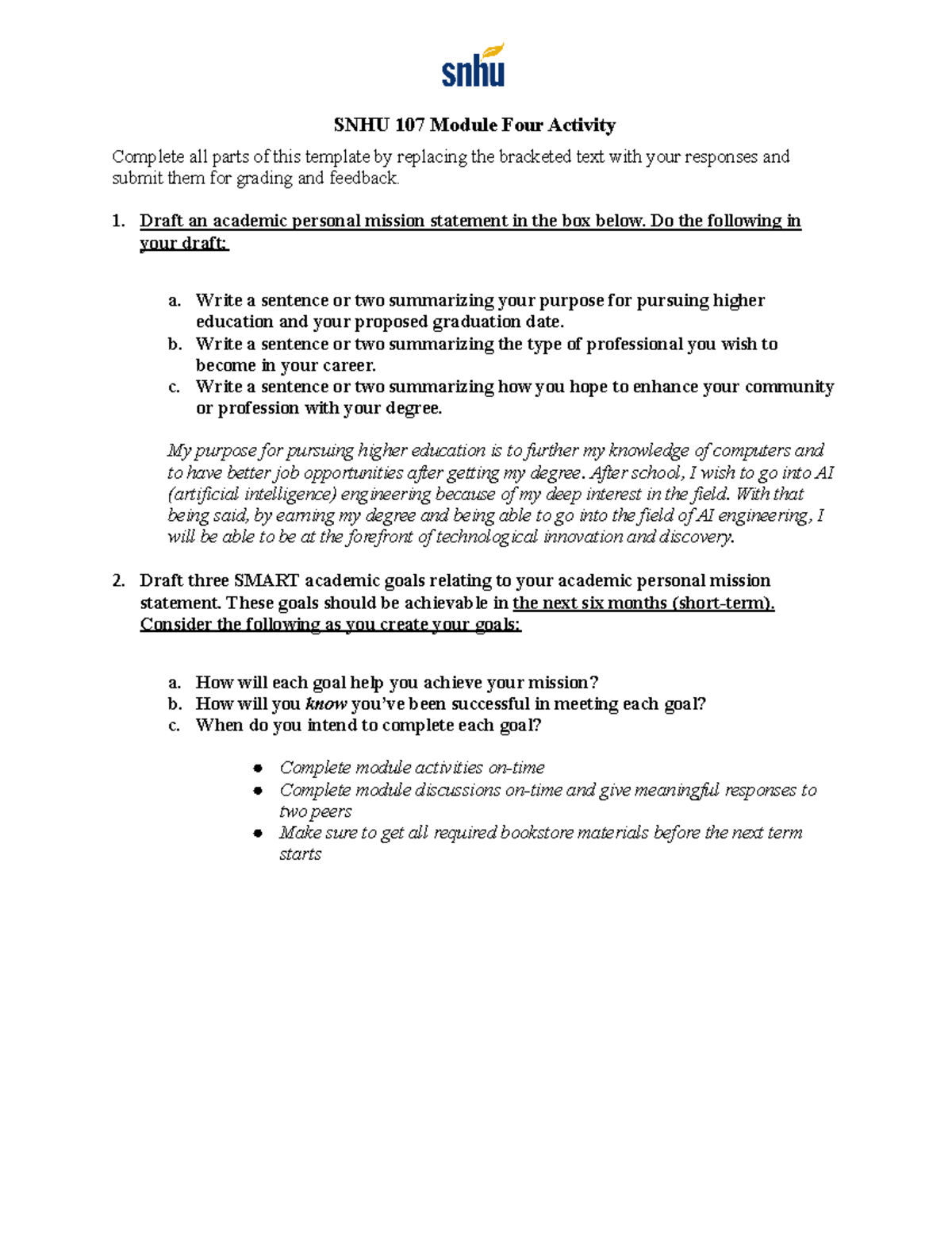 SNHU 107 Module Four Activity - SNHU 107 Module Four Activity Complete ...