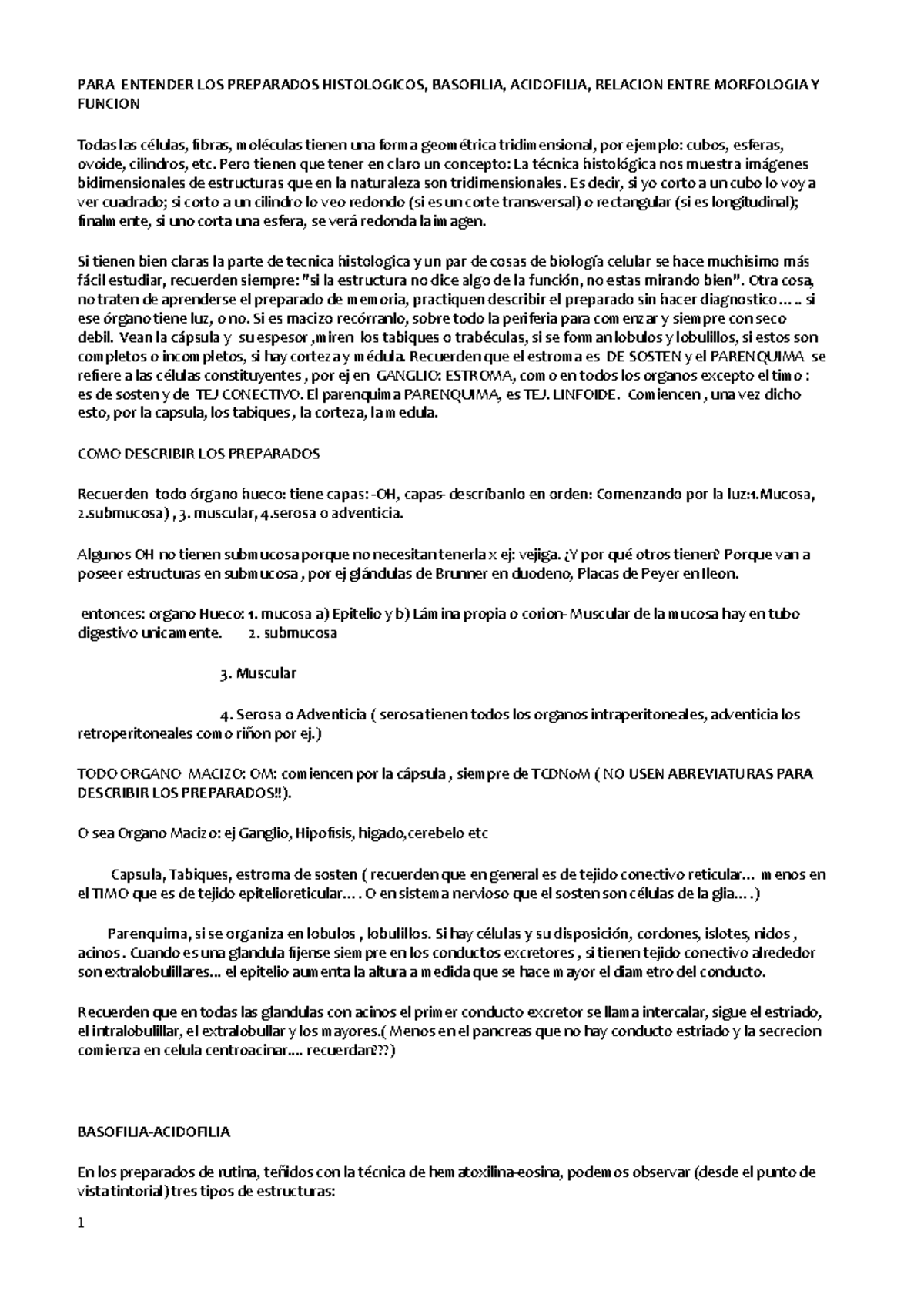 Notas de Aula sobre Acidofilia y Basofilia en Preparados Histológicos ...