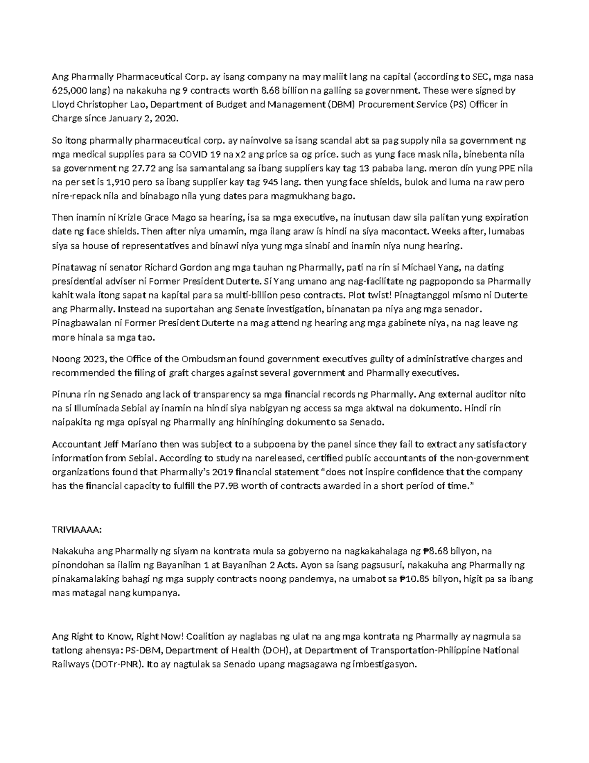 Healthcare Auditing Insights: The Pharmally Scandal Case Study - Studocu