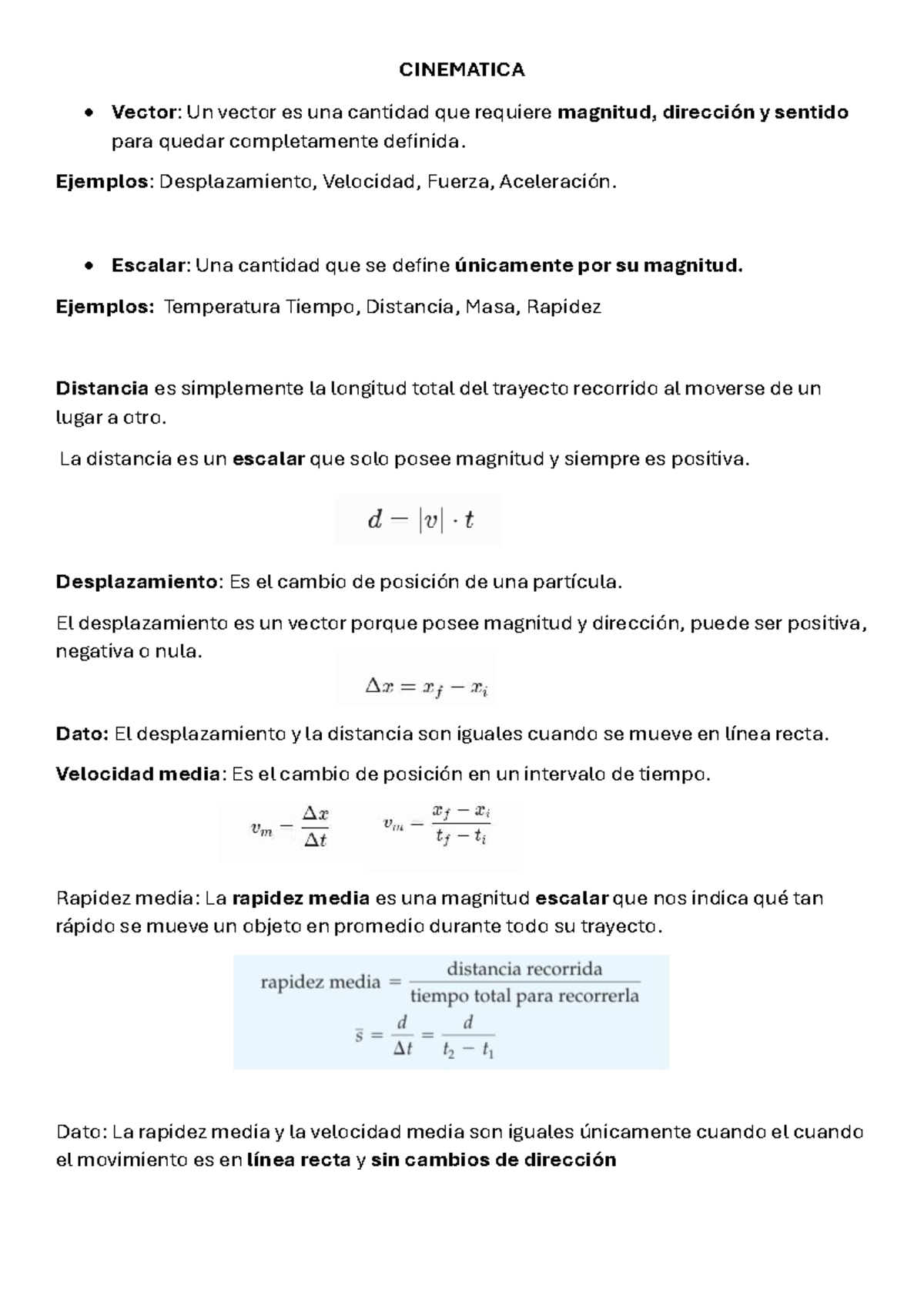 CINEMATICA: MRU y MRUA - Conceptos Clave y Definiciones - Studocu