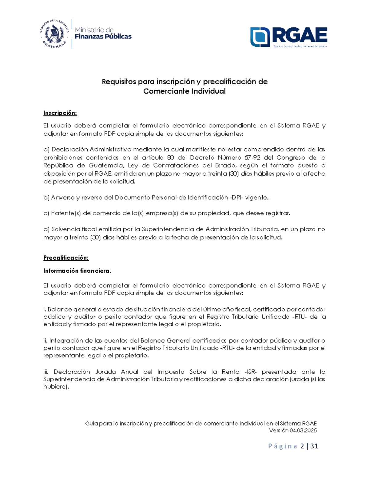 Guía RGAE: Requisitos para Inscripción y Precalificación de Comerciante ...