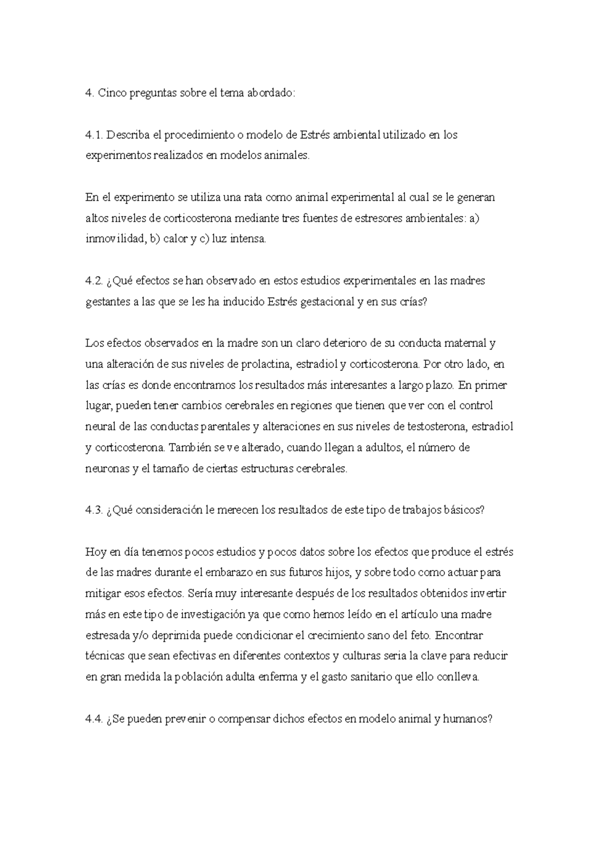 PEC 2024 Neuro: Estrés Ambiental y sus Efectos en Gestación - Studocu