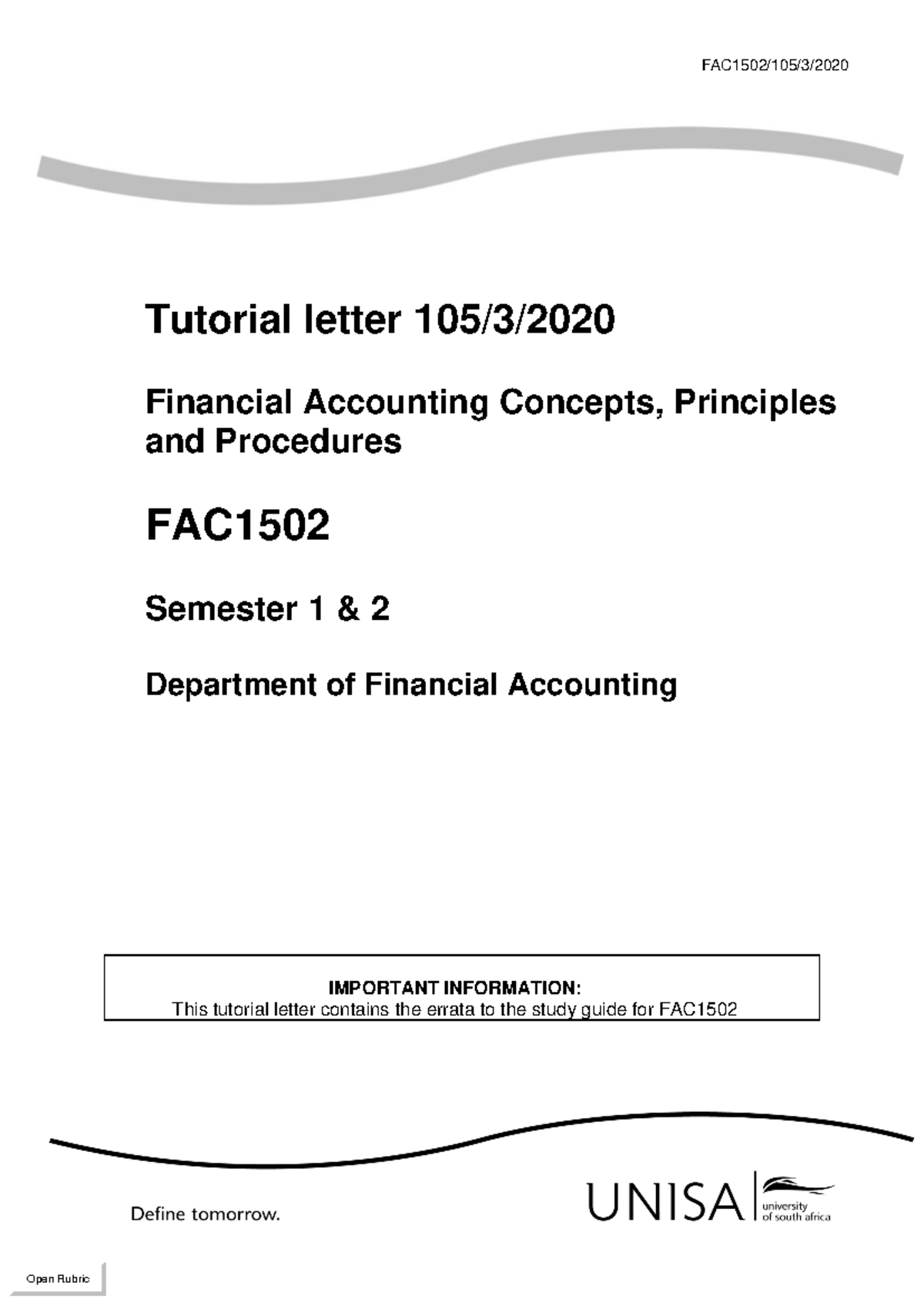 FAC1502 2020 TL 105 3 B - FAC1502/105/3/ Tutorial letter 105/3/ 2020 ...