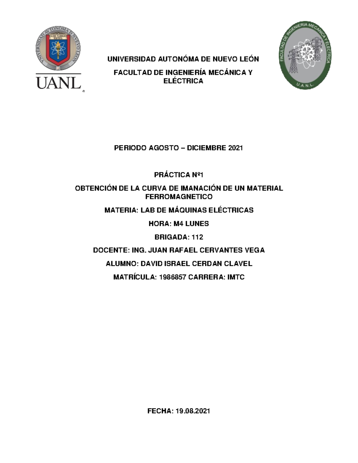 Práctica 1: Curva de Imanación de Material Ferromagnético - Lab ...
