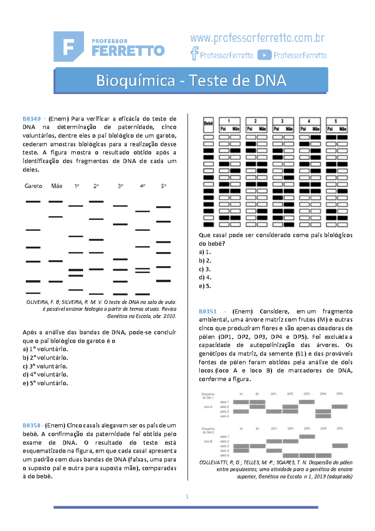 Bioquímica B0349 - Teste de DNA para Identificação de Paternidade - Studocu