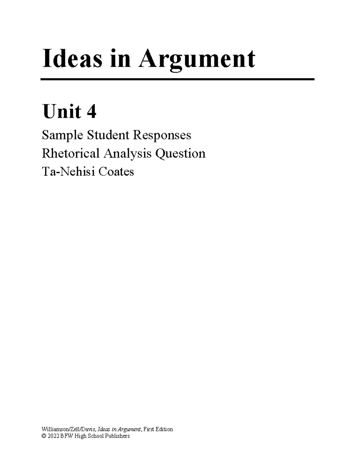 Ideas in Argument Unit 4: Rhetorical Analysis of Coates' Speech - Studocu