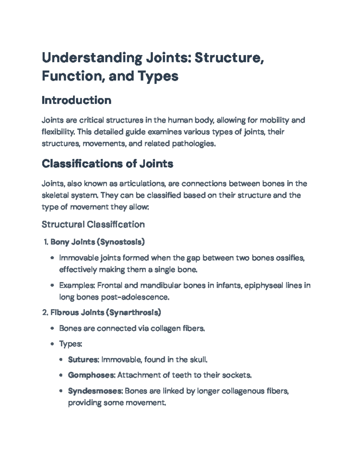 Understanding Joints: Structure, Function, and Pathologies (Course Code ...