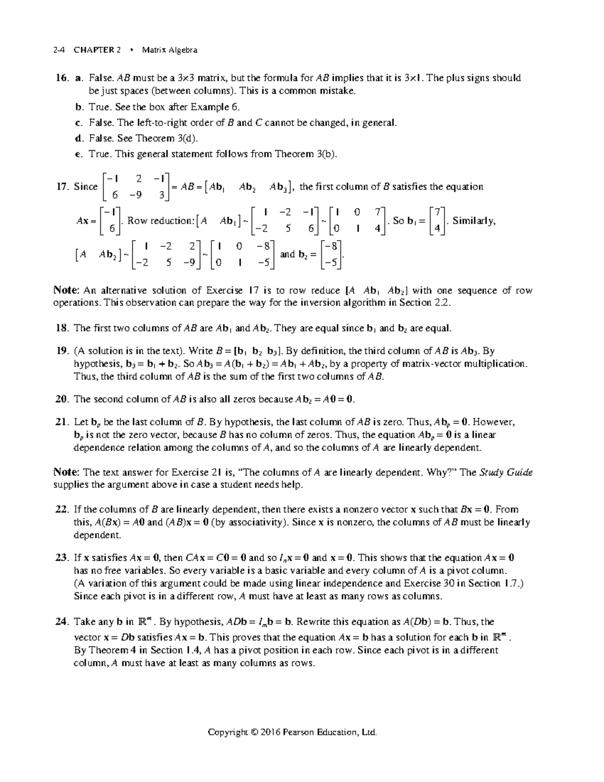 Linear algebra chapter 2 solution - 2-4 CHAPTER 2 • Matrix Algebra 16 ...