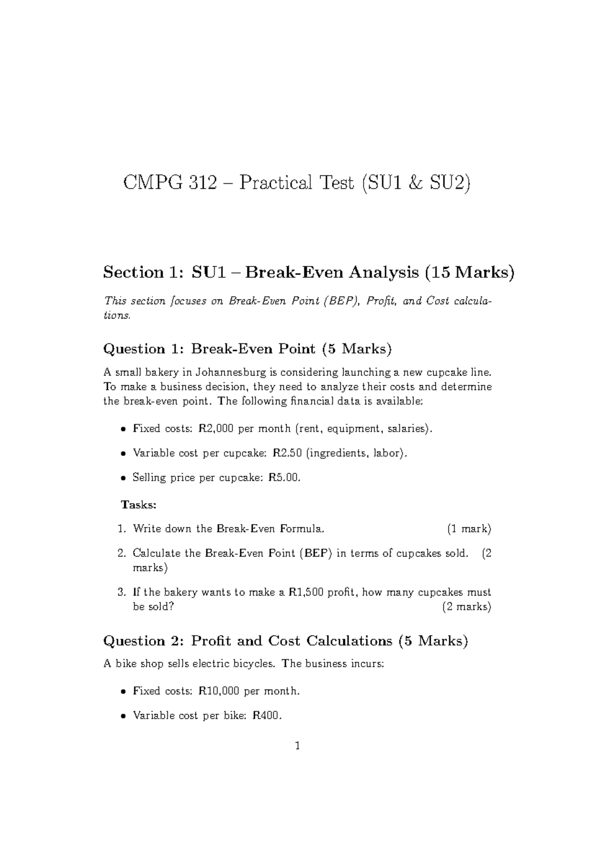 Cmpg Practical 1 SU 1 2 - CMPG 312 – Practical Test (SU1 & SU2) Section ...