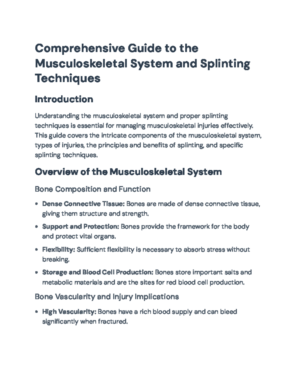 Comprehensive Guide to Musculoskeletal System & Splinting Techniques ...