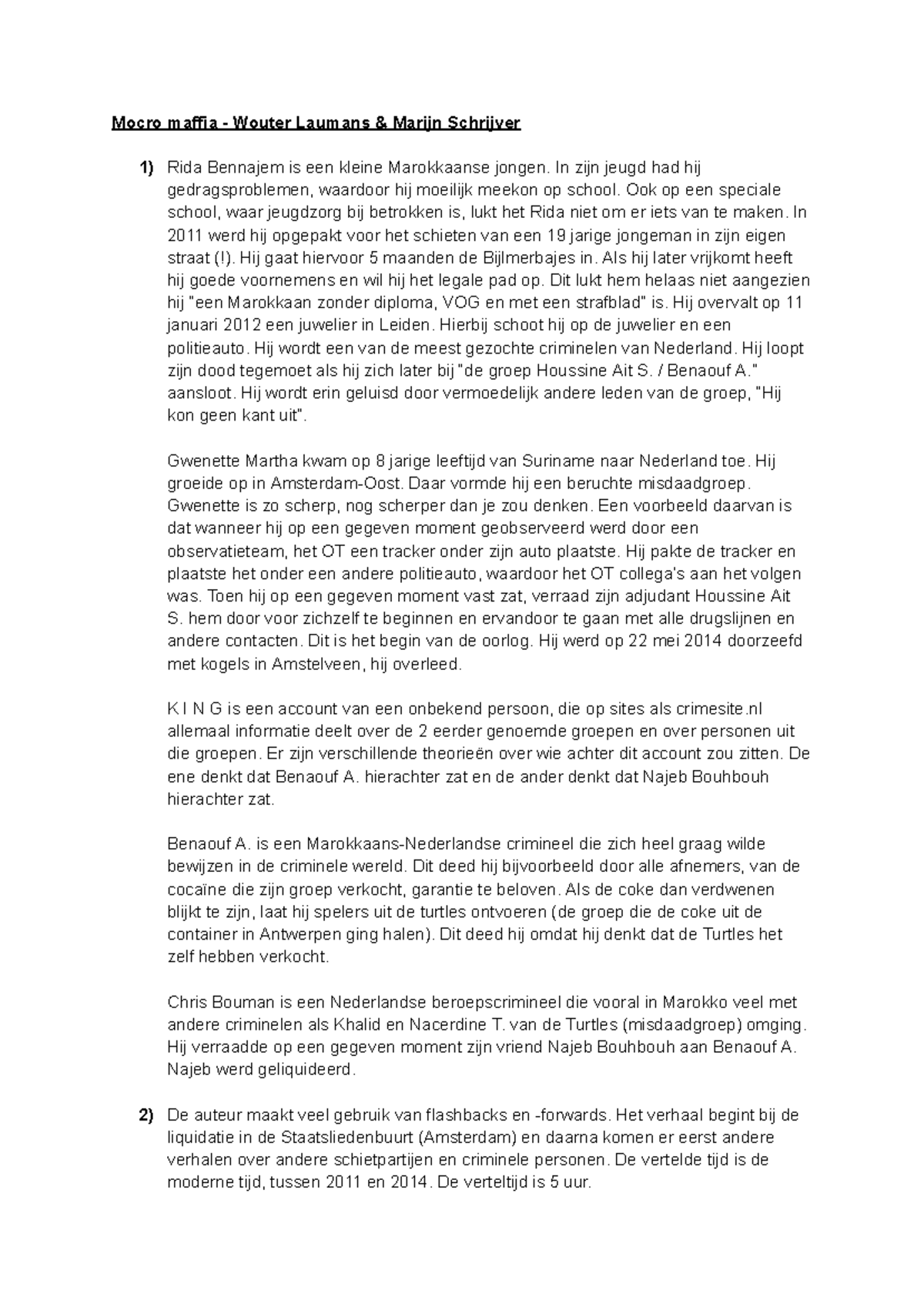 Boekverslag Mocro Maffia: Een Analyse van Wouter Laumans & Marijn ...