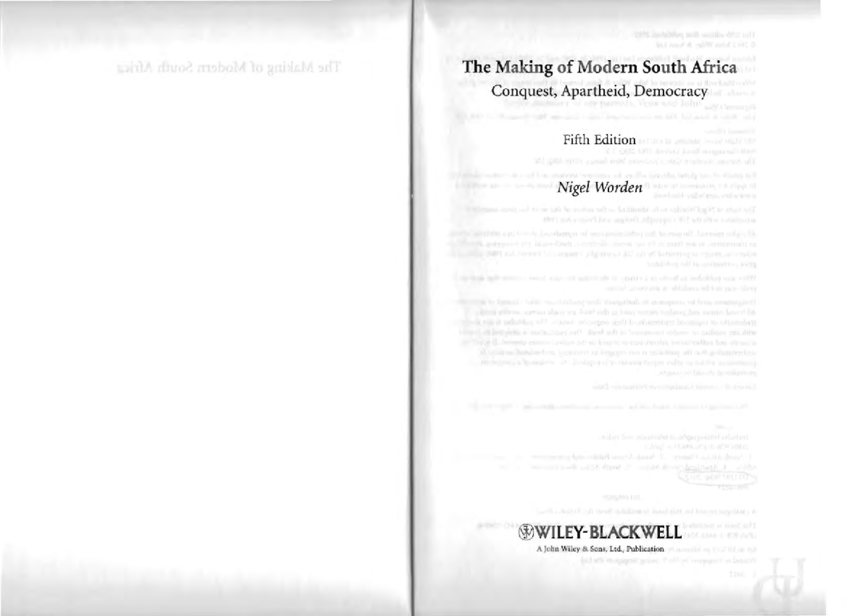 The Making of Modern South Africa: Conquest, Apartheid, & Democracy ...