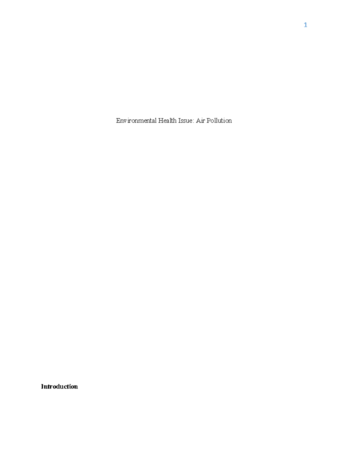 ENV 201: Environmental Issue Paper on Air Pollution and Health - Studocu