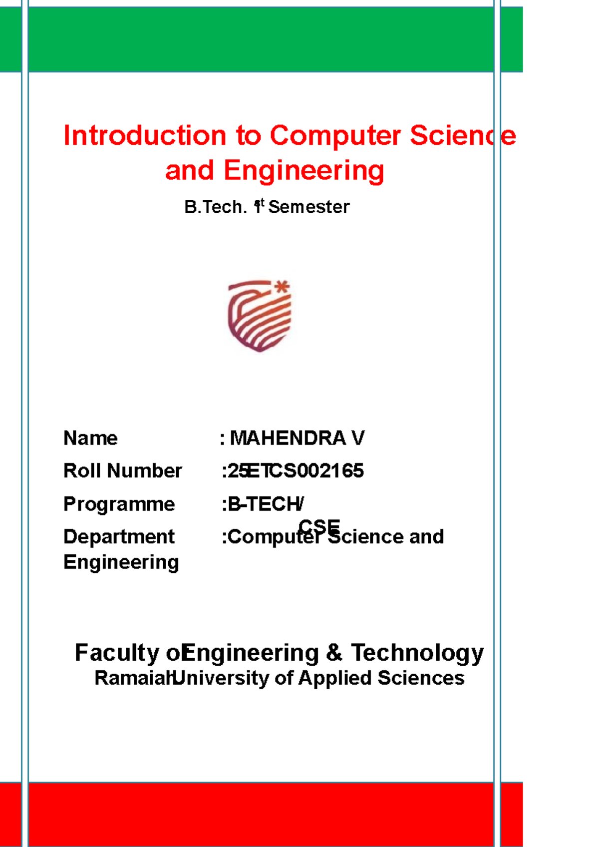 CSE 1st Sem Lab Manual: Python Programming & Operations - Studocu