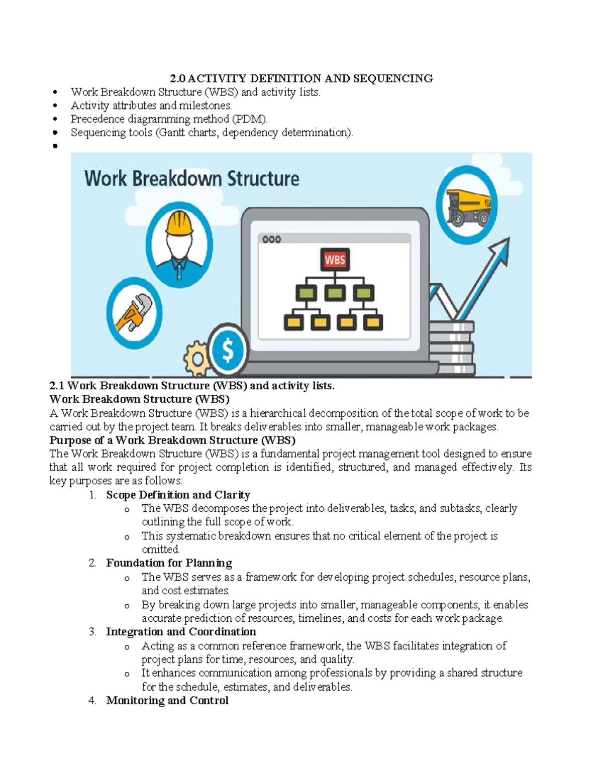 Lesson 2: Activity Definition & Sequencing in Project Management - Studocu